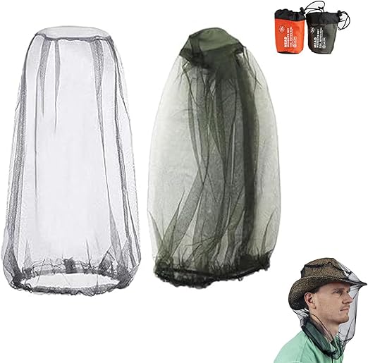 2 PCS Mosquito Head Net Mesh with Drawstring,Mosquito Net Hat Bug Net ...