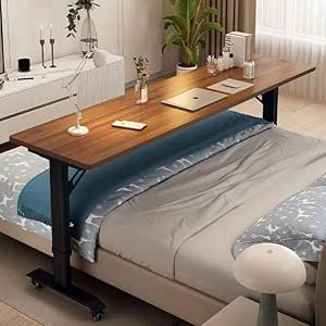 Amazon.com: Mobile Long Narrow Across Bed Computer Desk, Computer Desk ...