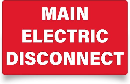 Amazon.com: Main Electric Disconnect Label – 4 Pack – 5x3 in Vinyl ...