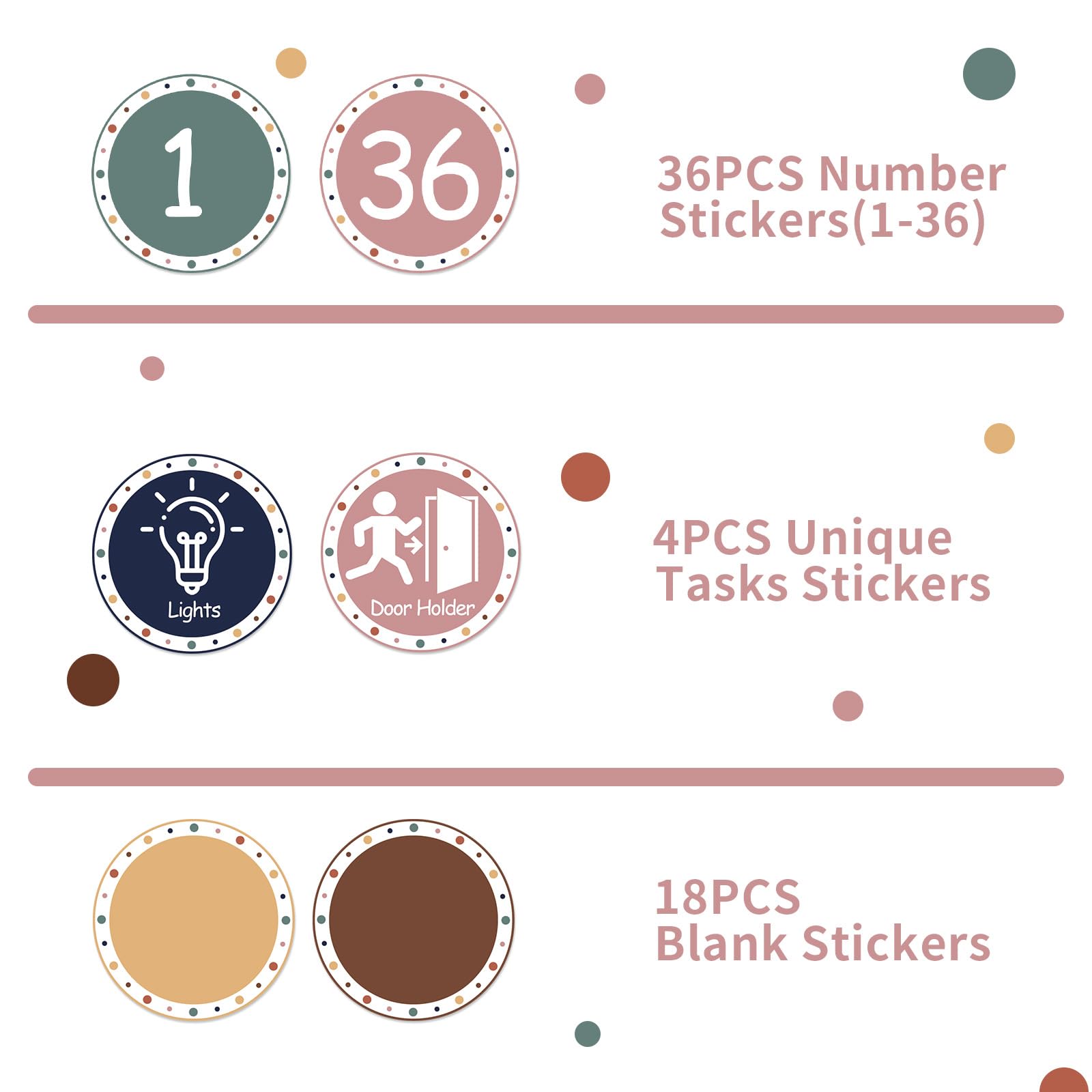 Snapklik.com : 58 Pcs 4 Inch Boho Classroom Floor Dots Floor Stickers ...