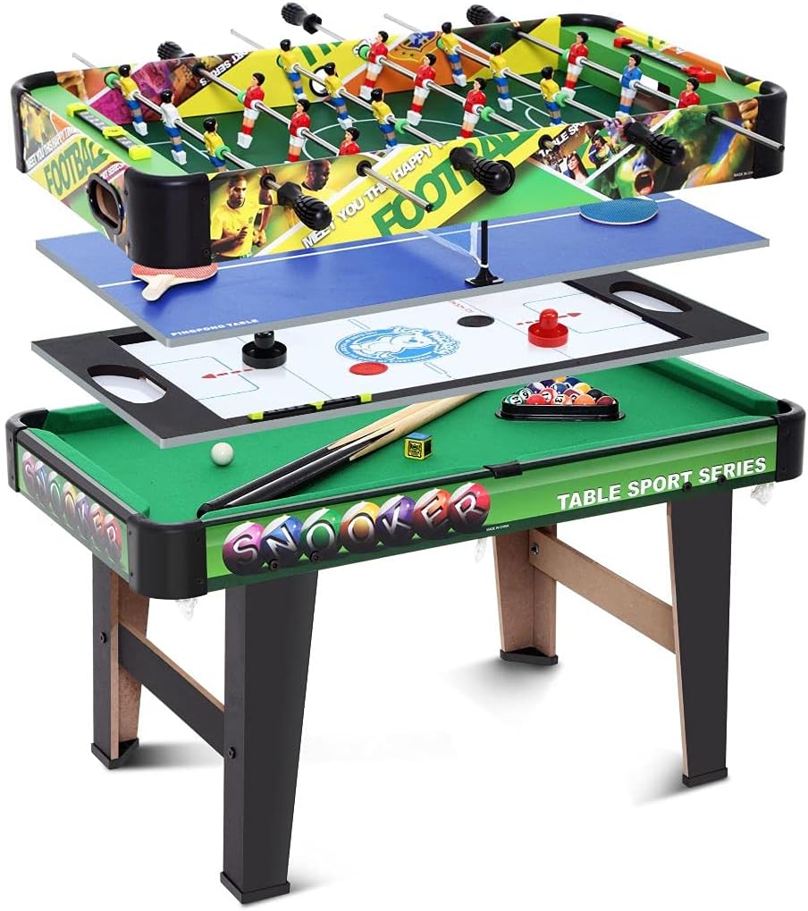 Multi Game Table 4-in-1 Family Entertainment Game Table with Air Hockey ...