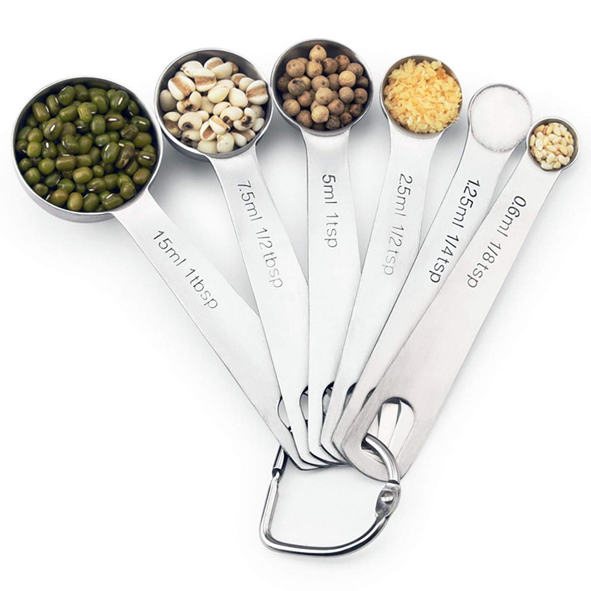 Goeielewe Measuring Spoons Set, Stainless Steel Metal Kitchen Measuring ...