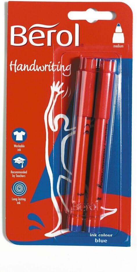 Berol Handwriting Pen - Blue (Box of 12 x Blister Pack of 2) : Amazon ...