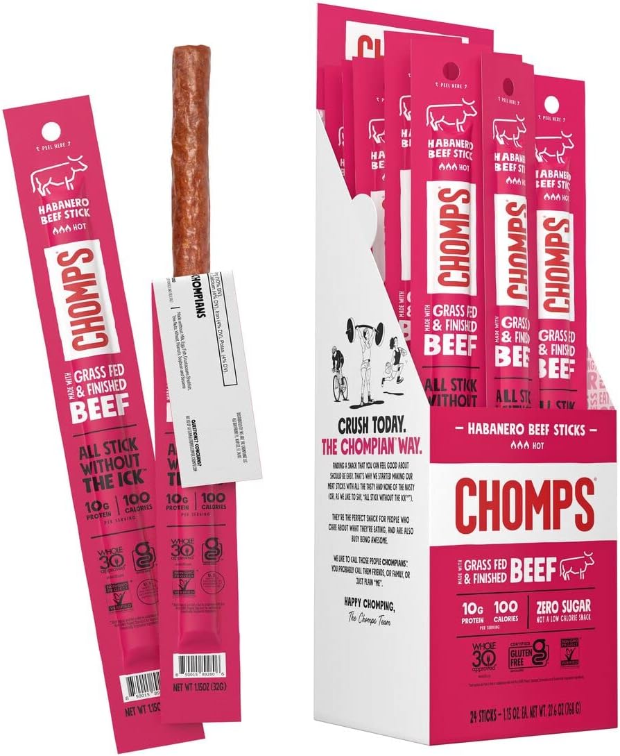 Amazon.com: Chomps Grass-Fed and Finished Spicy Habanero Beef Jerky ...