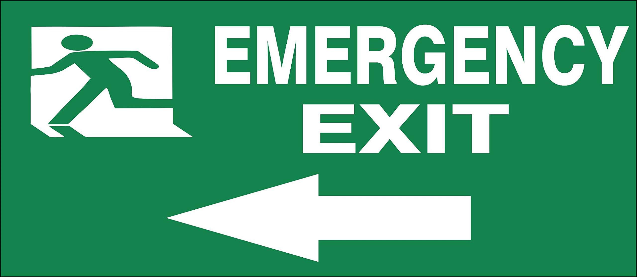 Green Panda Emergency exit sign board (Both Arrow's on left) - 23X10 cm ...