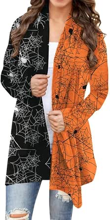 For G and PL Women's Halloween Cobweb Spider Web Cardigan Long Sleeve ...