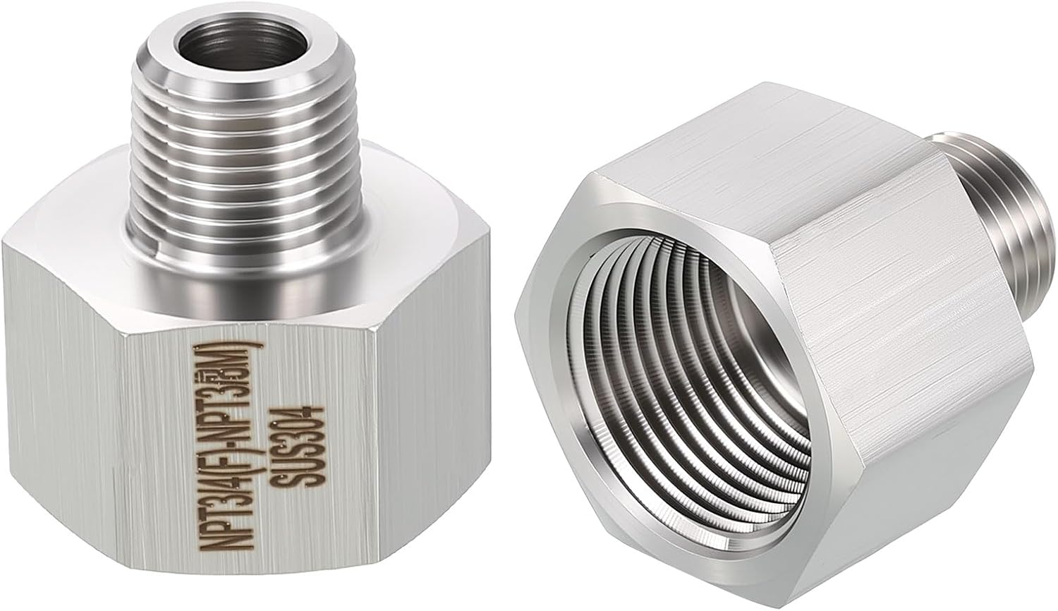 Amazon.com: Rebower 2 Pack 304 Stainless Steel FeMale to Male Adapters ...