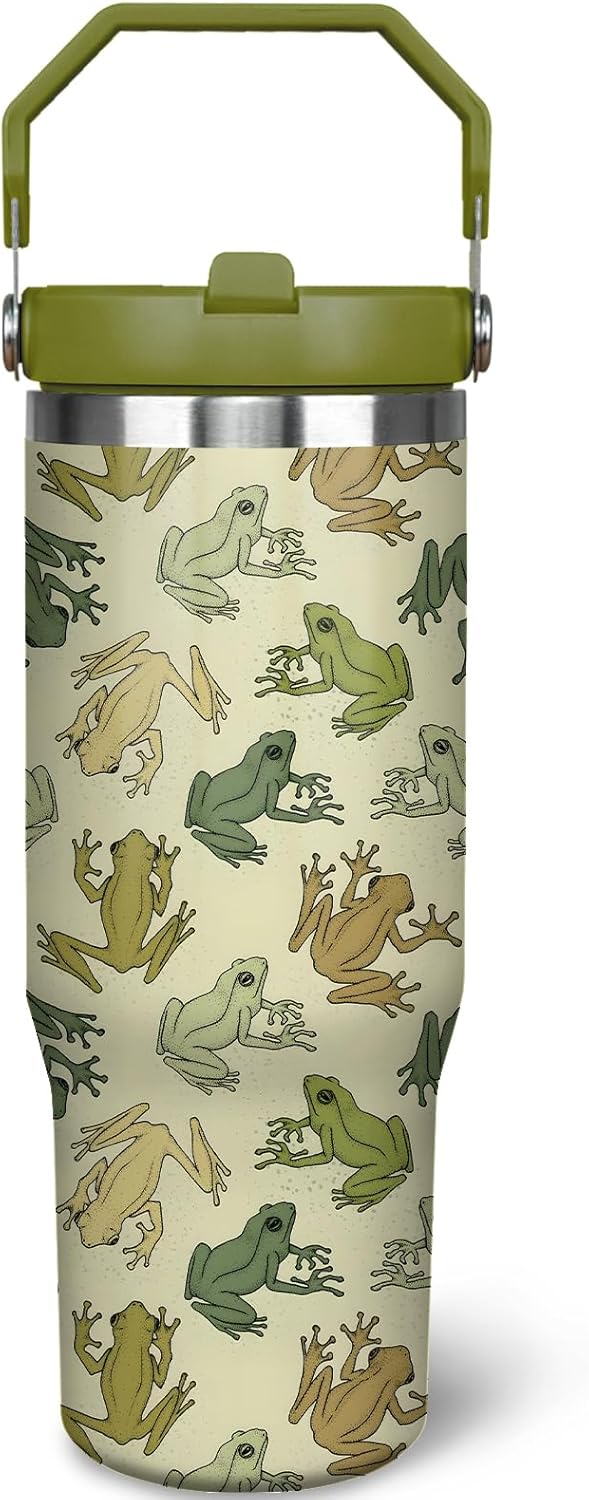 Amazon.com | awufncksn 30 oz Frog Tumbler with Handle Gifts for Frog ...