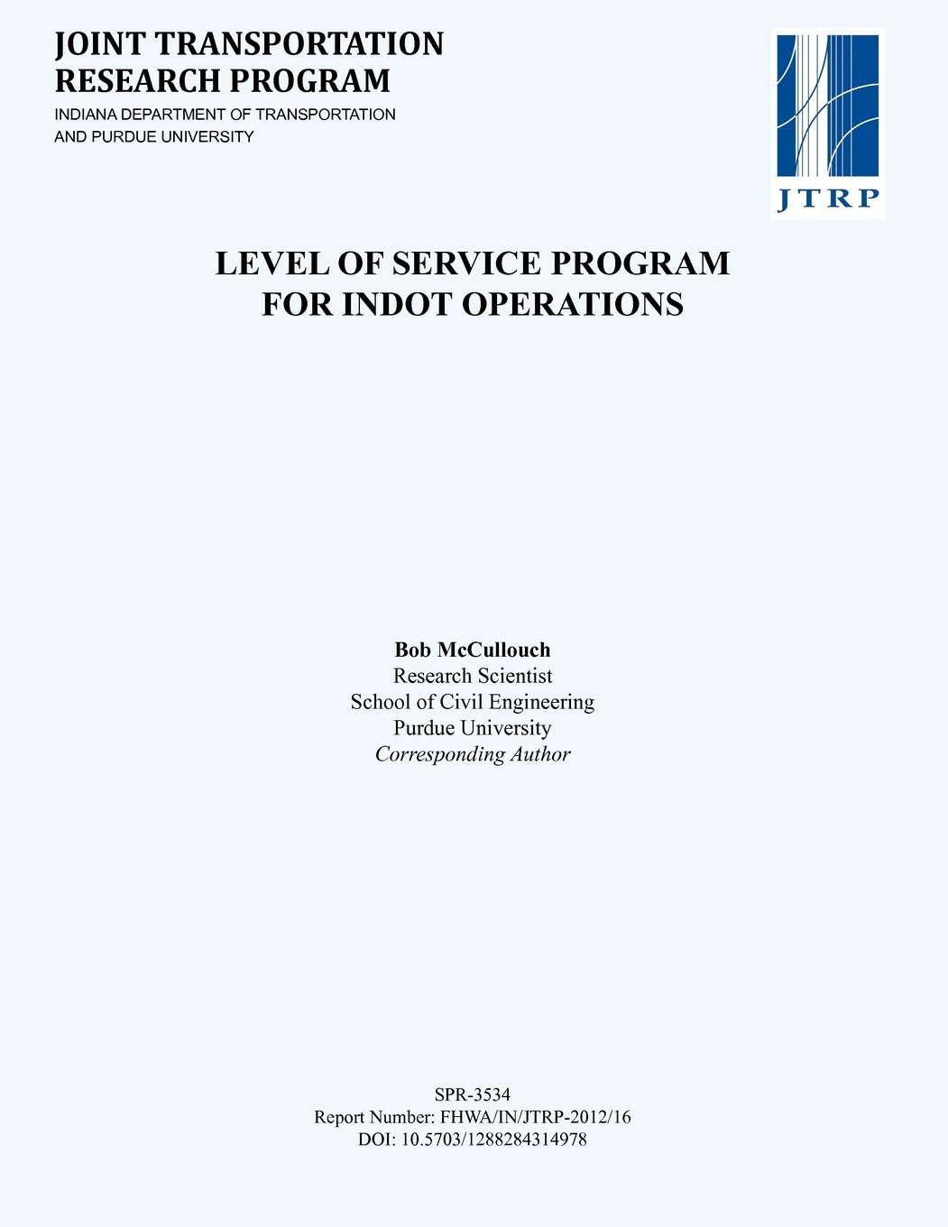Amazon | Level of Service Program for Indot Operations | McCullouch ...