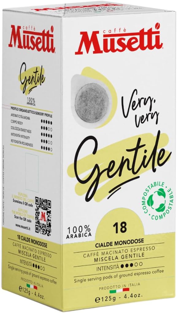Caffé Musetti, 18 Dosettes Mélange Gentile, Intensité 3/5 Avec des ...