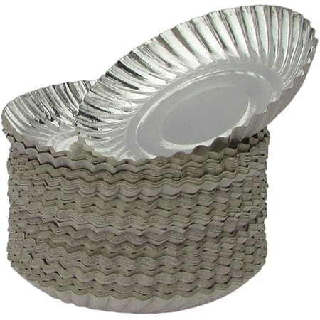 Yashvin Disposable Silver Paper Plate Medium, 7 inches,(Pack of 100 ...