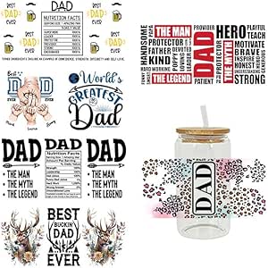 Amazon.com: UV DTF Cup Wraps Transfer Stickers- 6 Sheets Father's Day ...