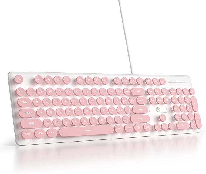 SbocKeeb Typewriter Style Wired Keyboard, 104 Keys Membrane LED ...