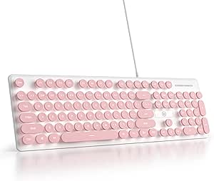 Amazon.com: Mosptnspg Wired Quiet Membrane Keyboard,Full Size 104-Keys ...