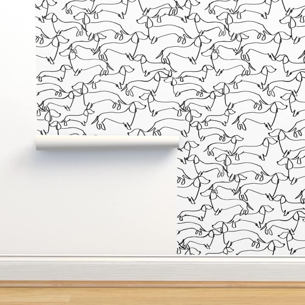Spoonflower Papel tapiz para despegar y pegar, diseño de líneas blancas ...