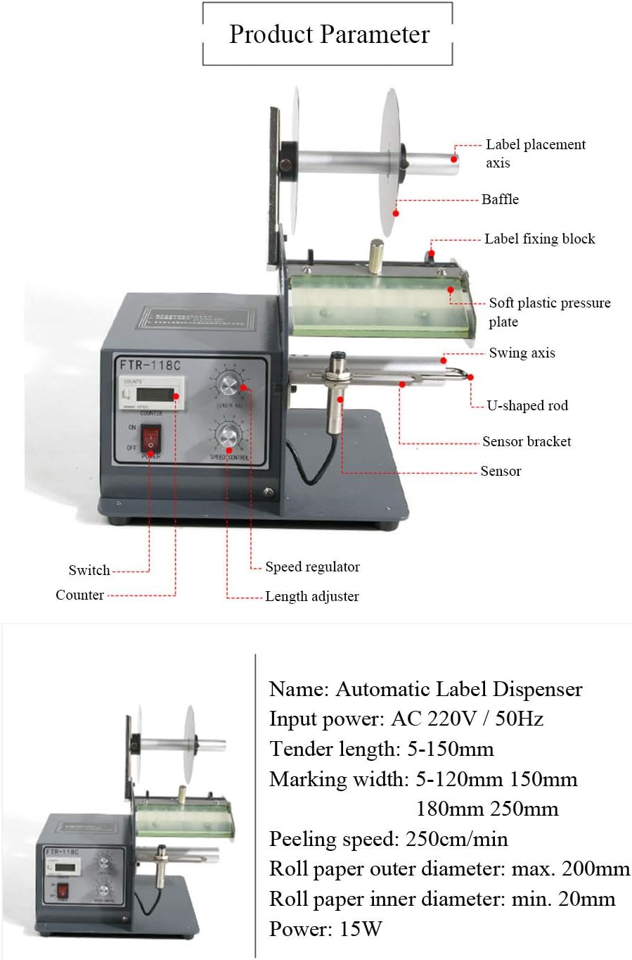 Buy CGOLDENWALL Automatic Label Dispenser Label Counter Tape Dispenser ...