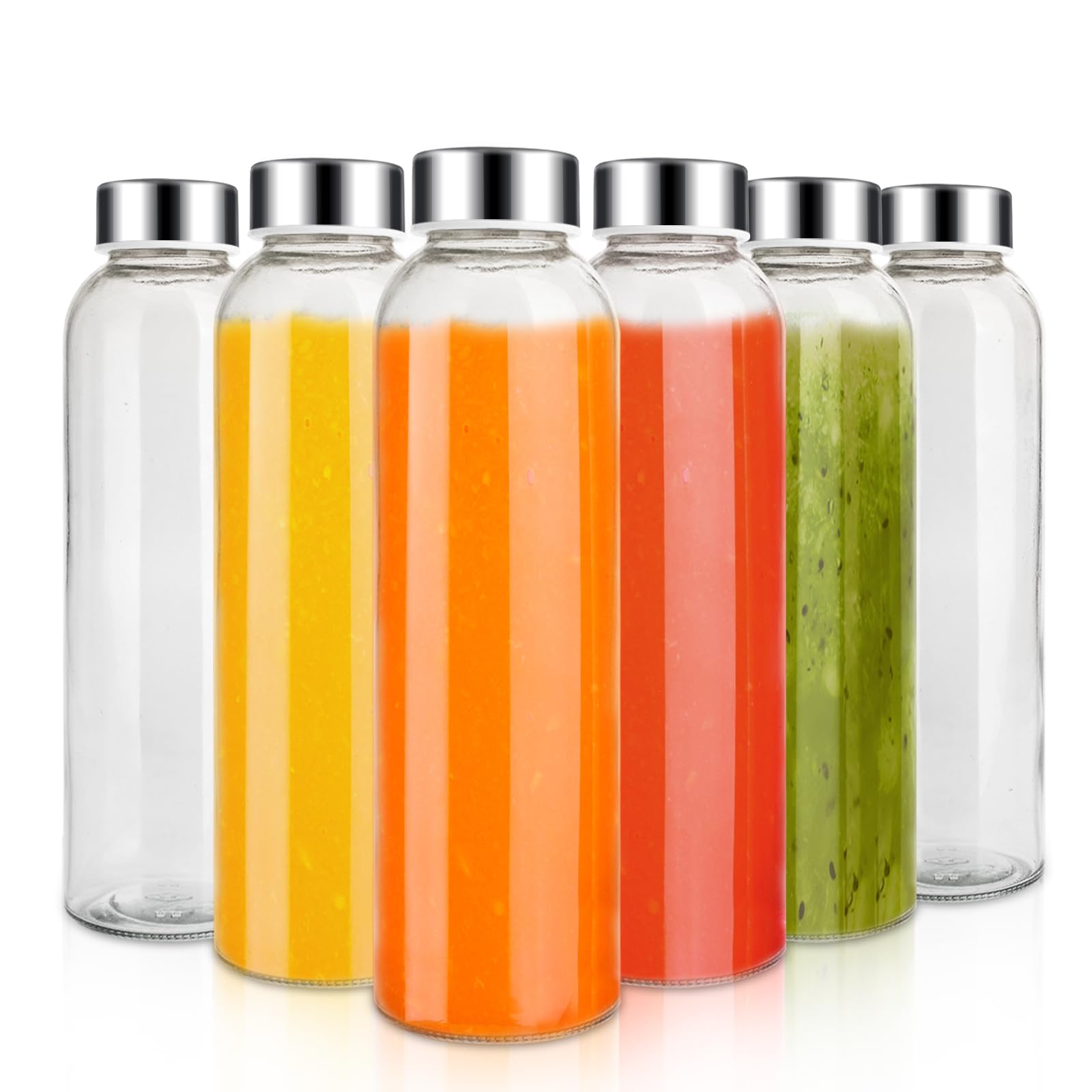 Amazon.com: Sursip 24oz Glass Water Bottle Set of 6, Leak Proof Clear ...