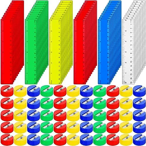 Amazon.com : 100 Pcs Plastic Rulers and 100 Pcs Mini Round Manual ...