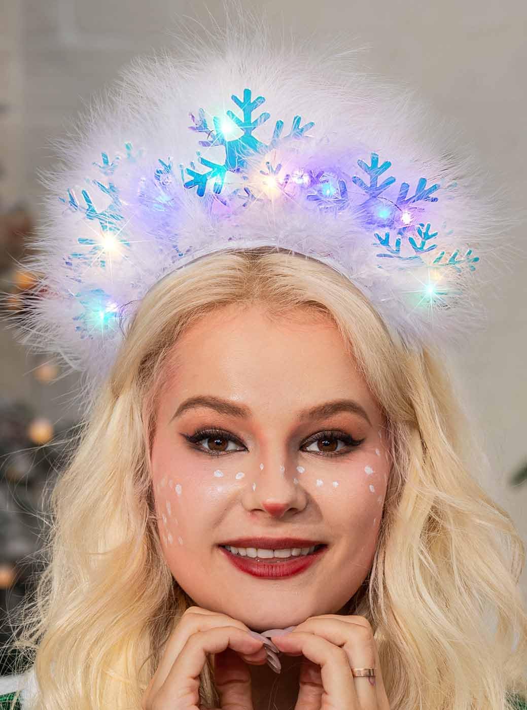 Amazon.com: CAKURE Light up Christmas Headband LED Snowflake Headpiece ...