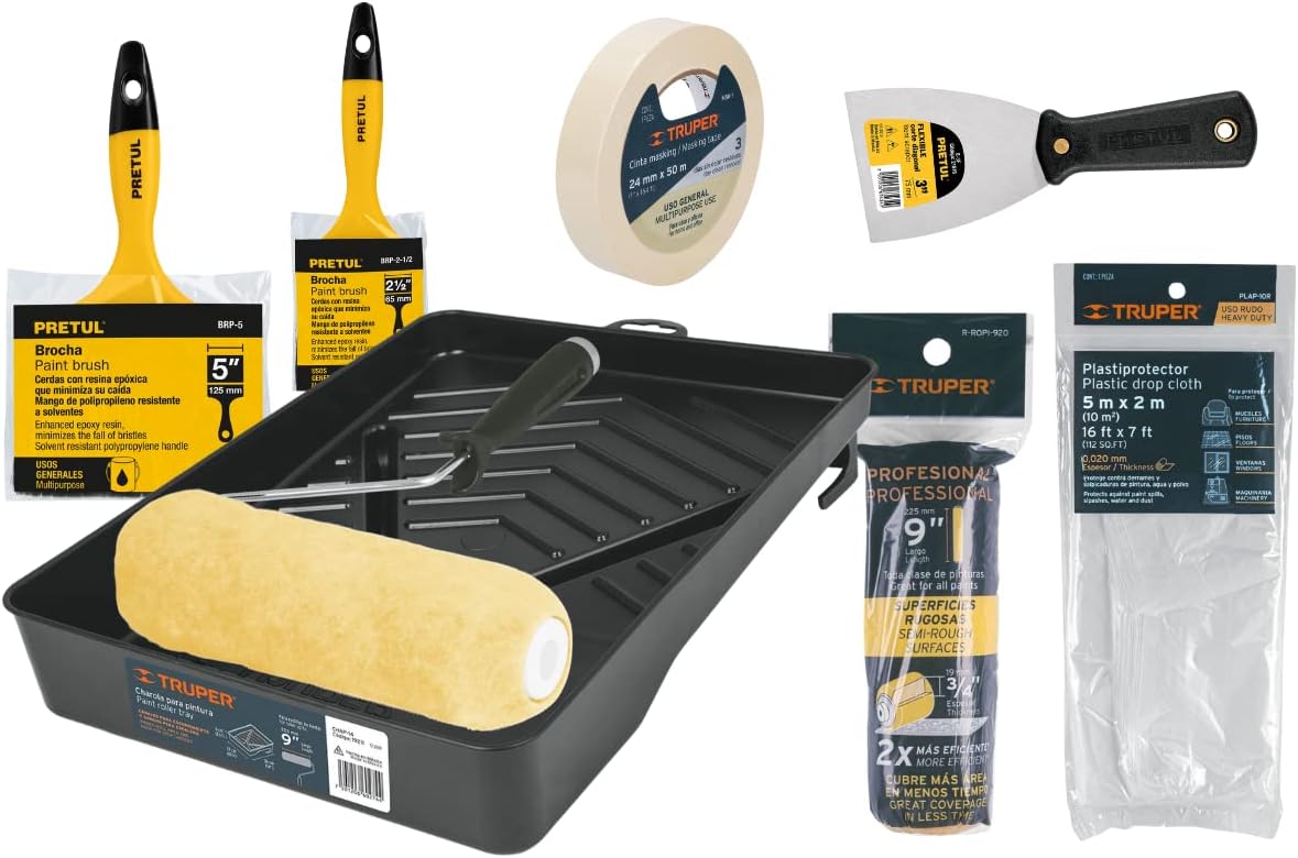 Kit Completo para Pintar Brochas, Rodillo, Espátula Y Mas : Amazon.com ...