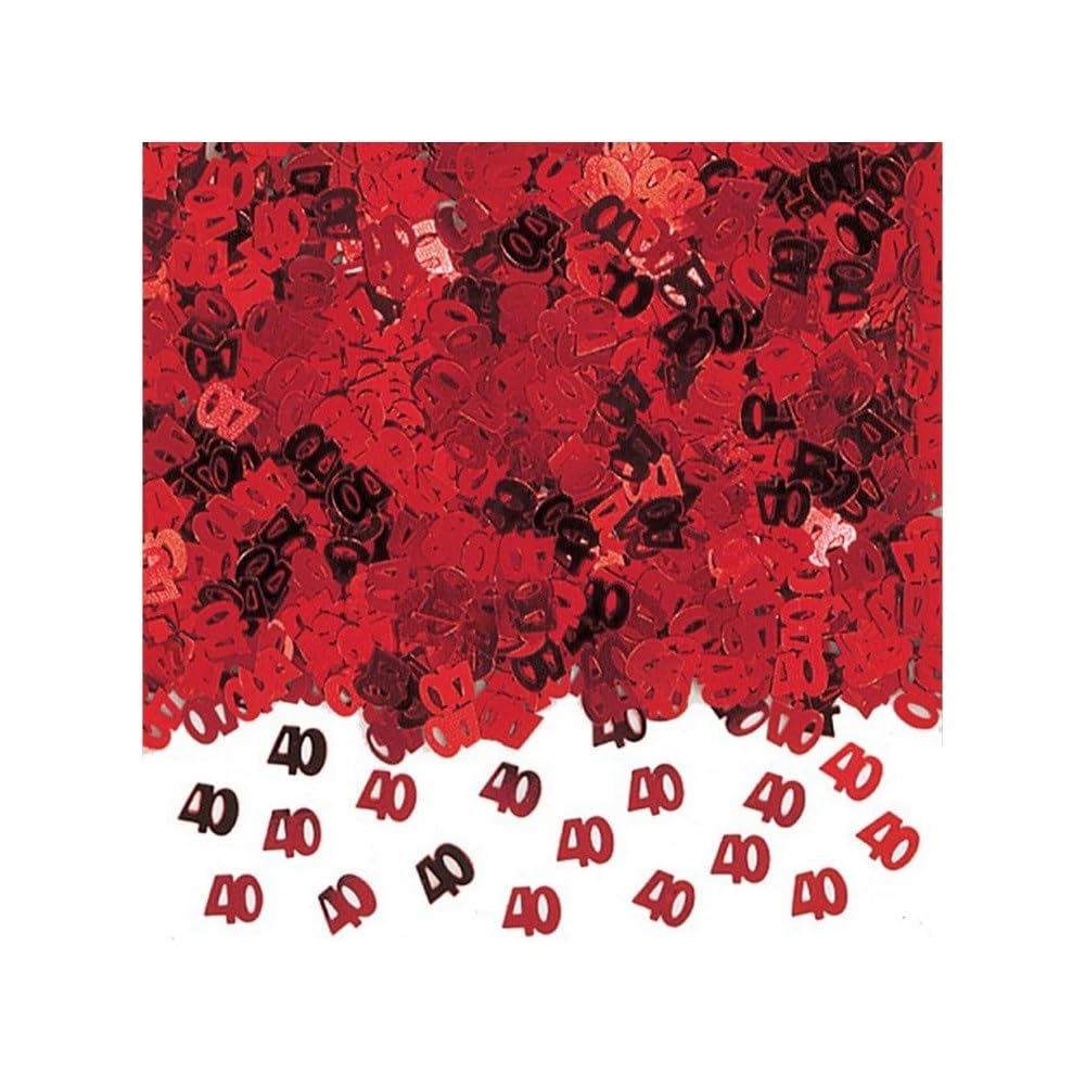 Amscan International 40-inch 40th Anniversary Confetti Metallic, Red ...