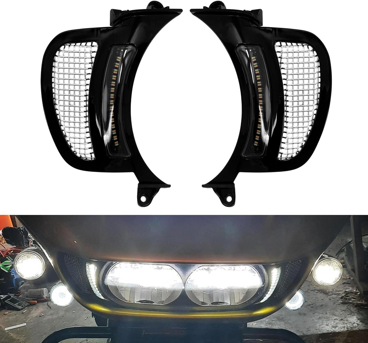 Amazon.com: HDBUBALUS Motorcycle Headlight Vent Accent Turn Signal LED ...