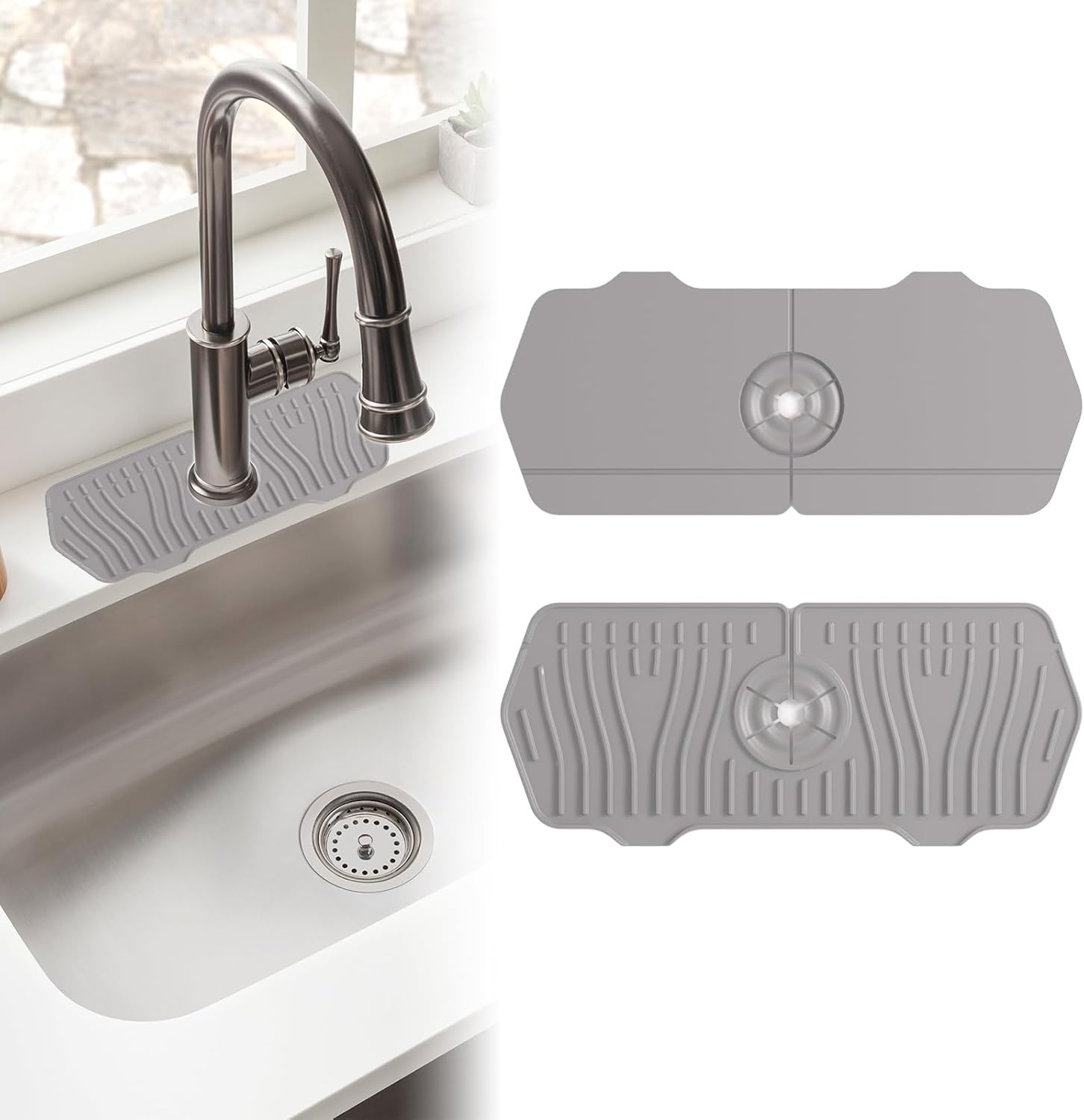 Halit Silicone Draining Mat Around Tap, Handle Drip Catcher Tray ...