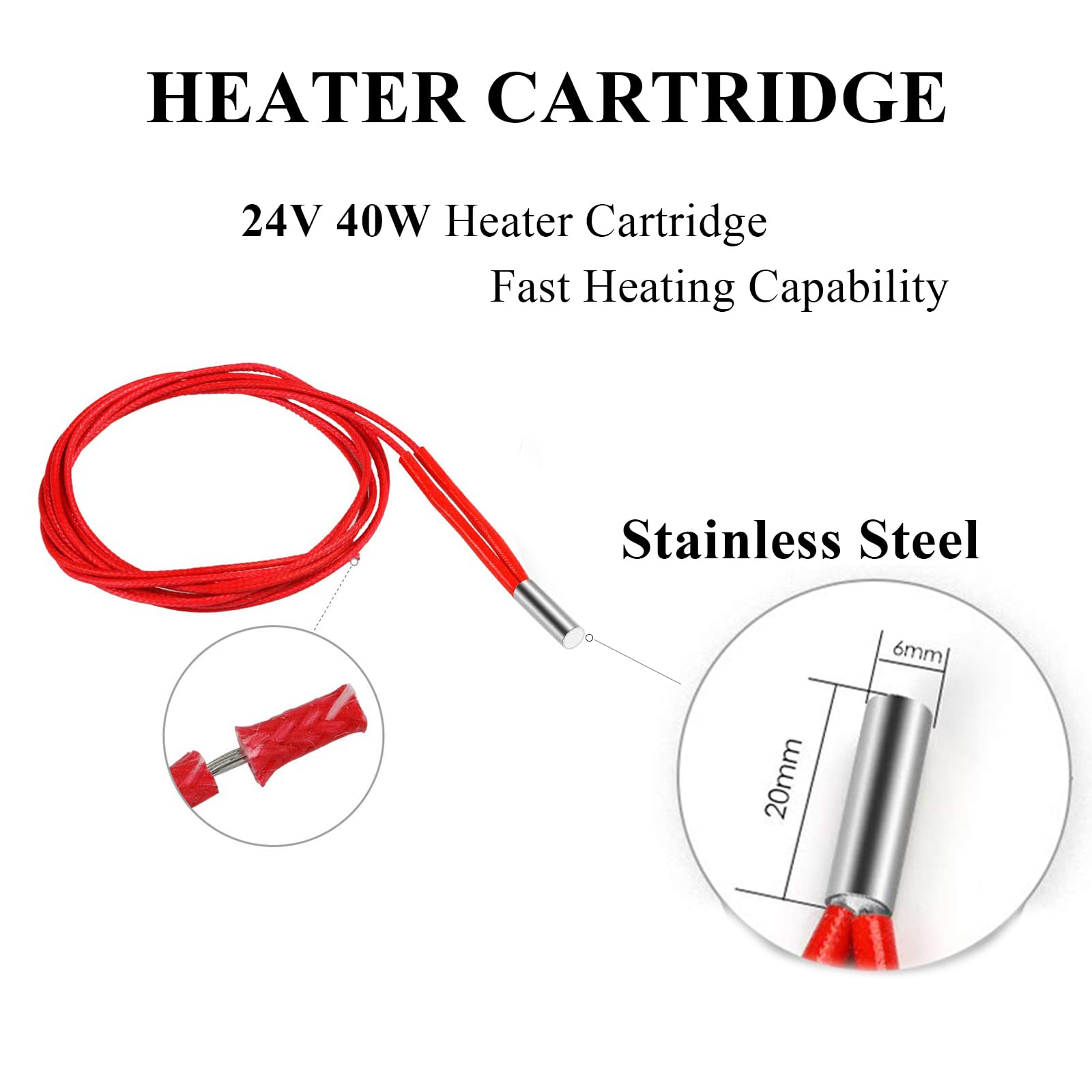 Snapklik.com : 7Pcs Ender 3 Thermistor NTC 100K Ohm, 24V 40W Heater ...