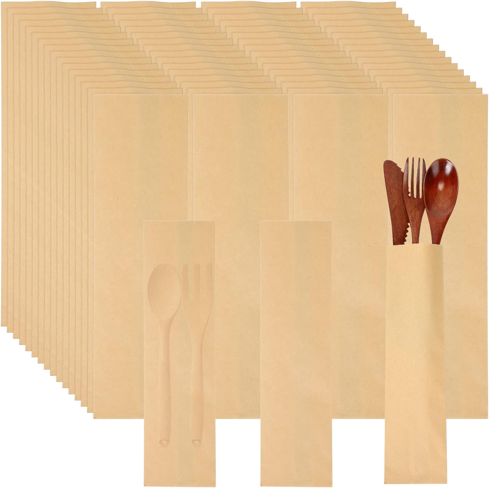 Amazon.com: Natural Kraft Paper Silverware Bags - Flat 3" x 7.5" Pocket ...