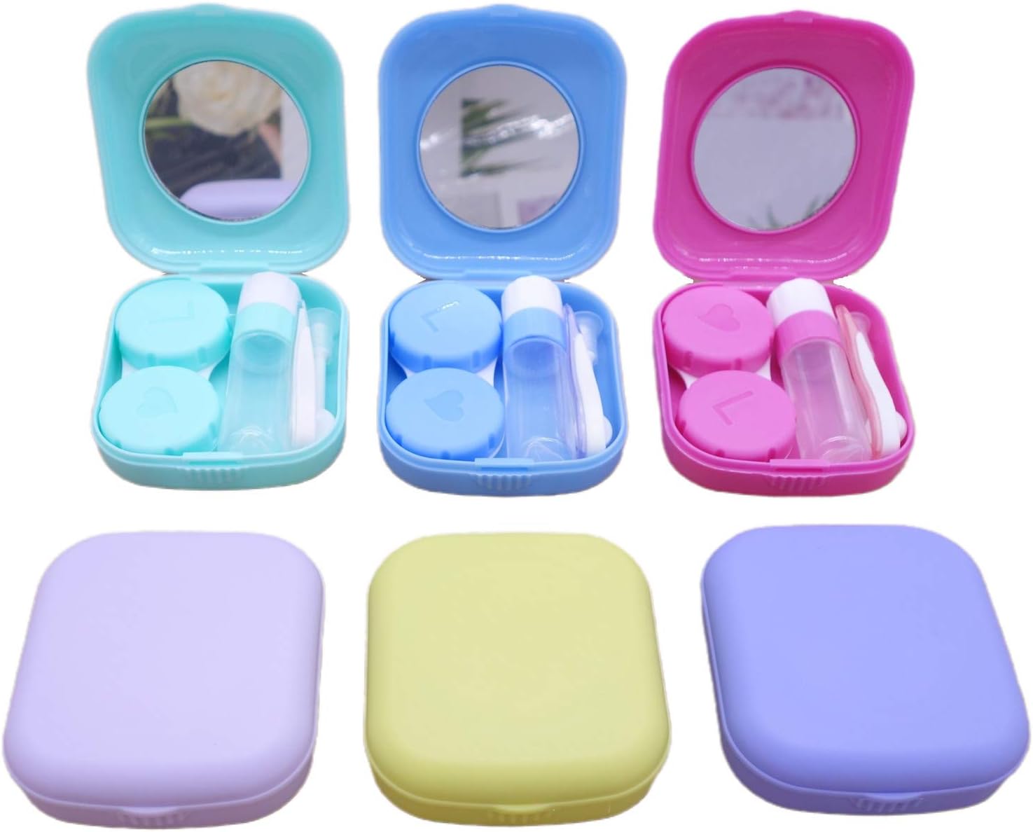 Amazon.com: Kuanfine 6 Pack Contact Lens Case Kit Cute Travel Contact ...