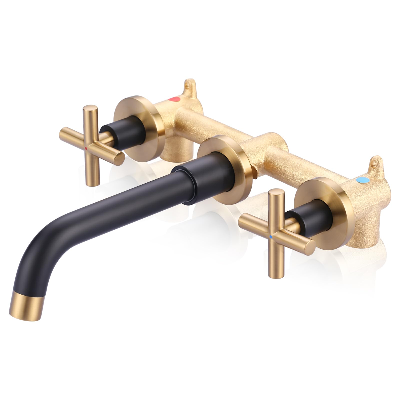 Wall Mount Bathroom Faucet - ARCORA Black and Gold Bathroom Sink Faucet ...