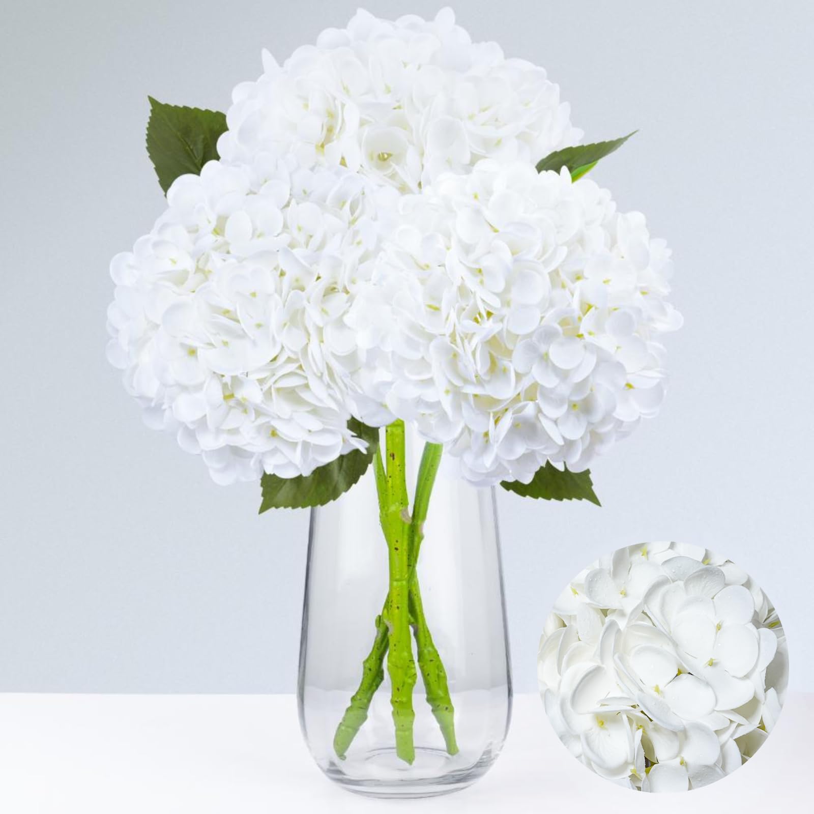 Amazon.com: jabeick 21" Hydrangea Artificial Flowers, 3 Pcs Real Touch ...