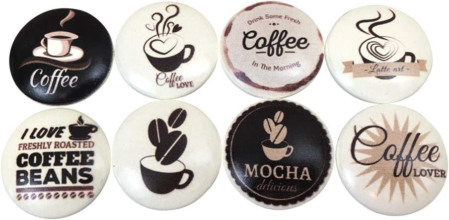 Lasyman Set of 6 Vintage Coffee Themed Ceramic Cabinet Knob Kitchen Bar ...