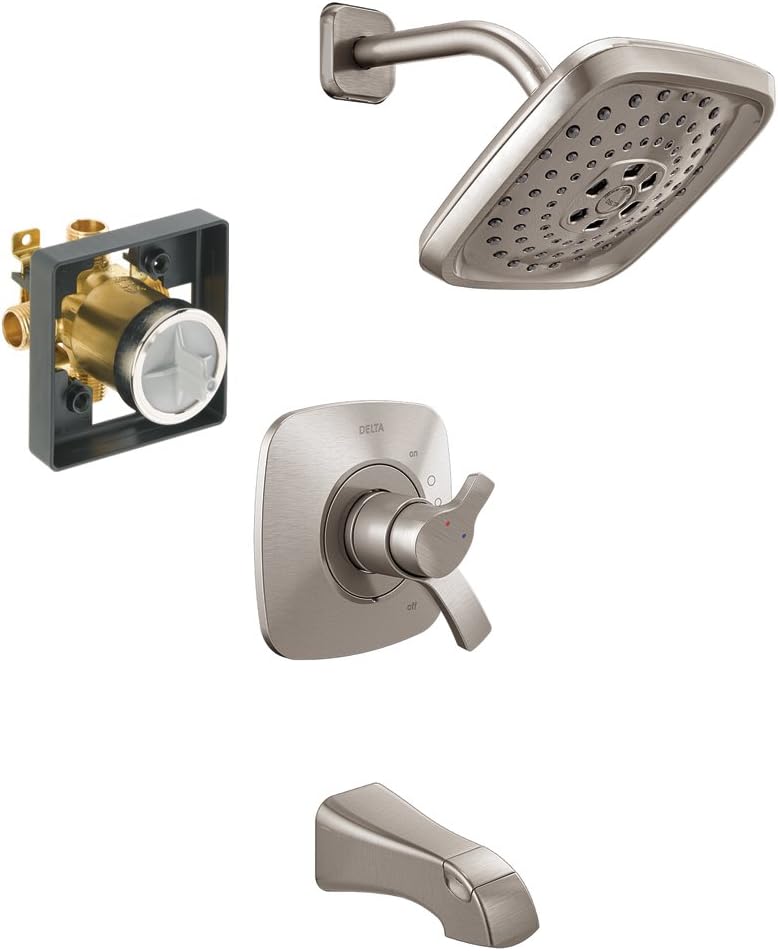 Delta KTS17T452-R-SS Tesla 17T Series Tub/Shower Kit with Rough-in ...