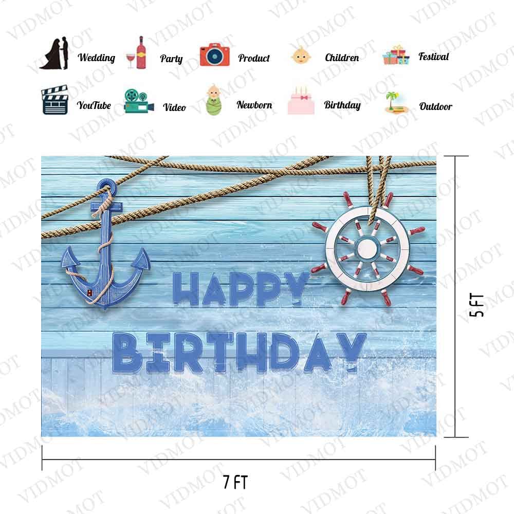 Nautical Boats VIDMOT Nautical Sailing Backdrop 7x5ft Happy Birthday ...