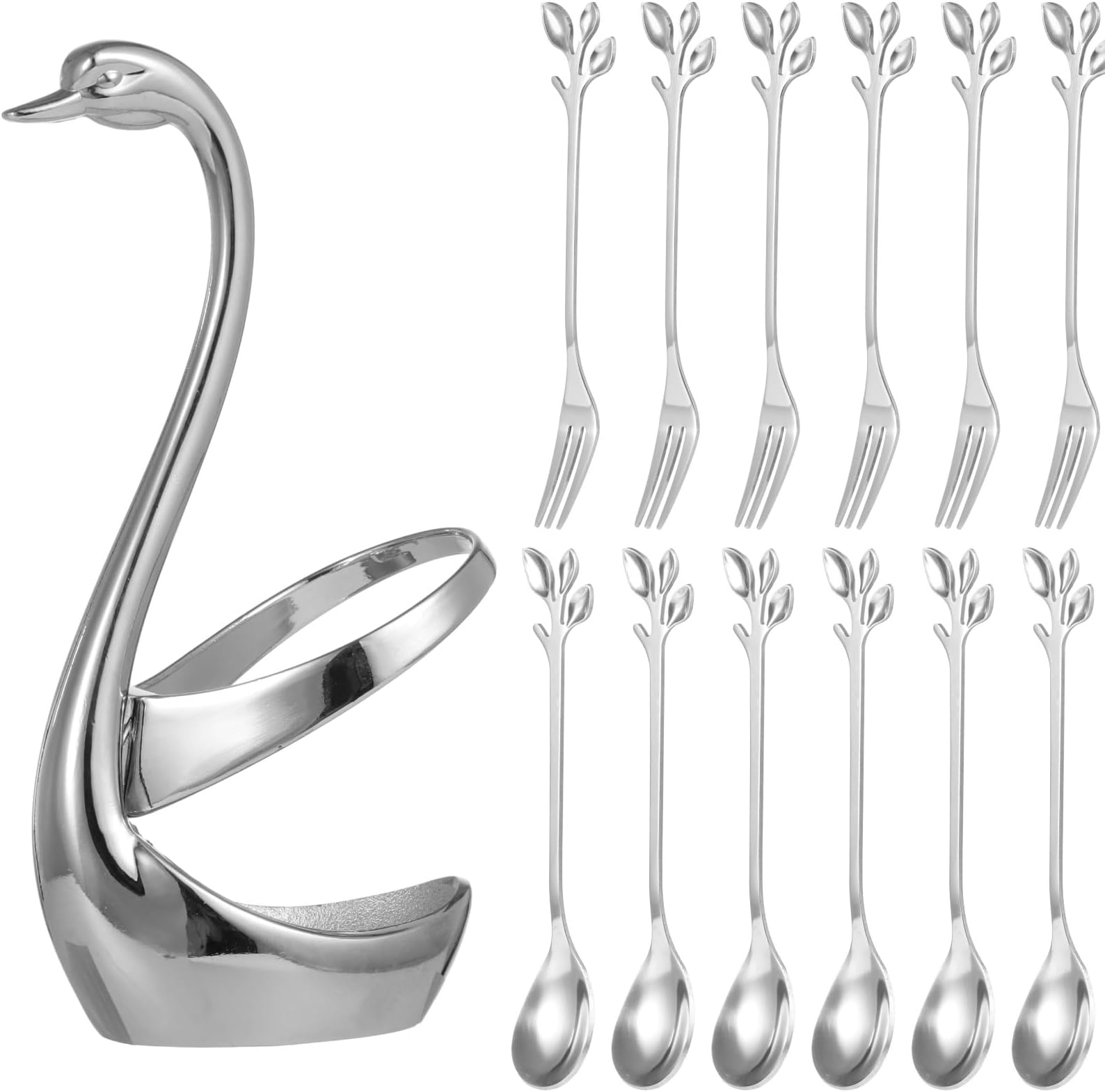Amazon.com | 13 Pieces Spoon and Fork Set with Silver Swan Base ...