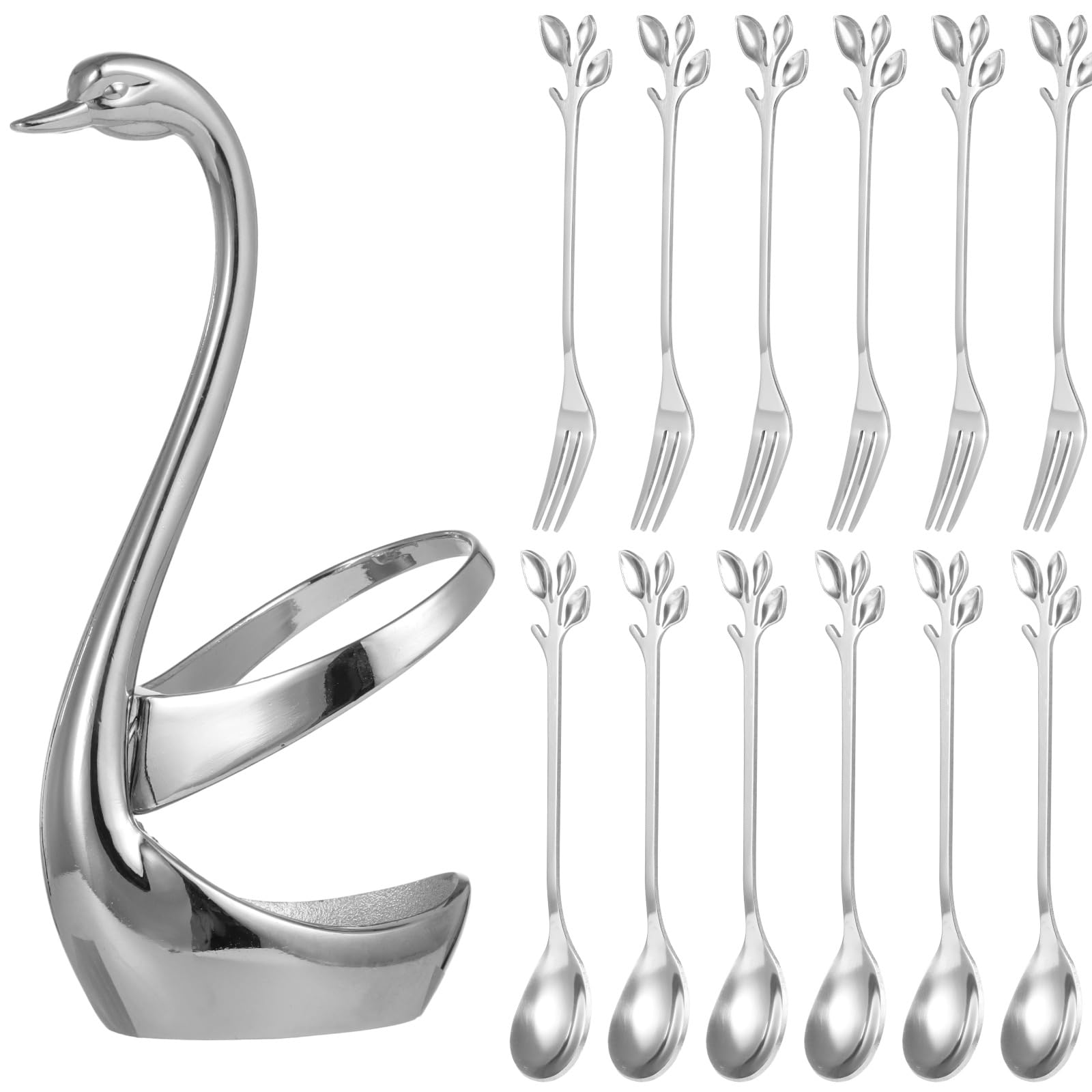 Amazon.com | 13 Pieces Spoon and Fork Set with Silver Swan Base ...