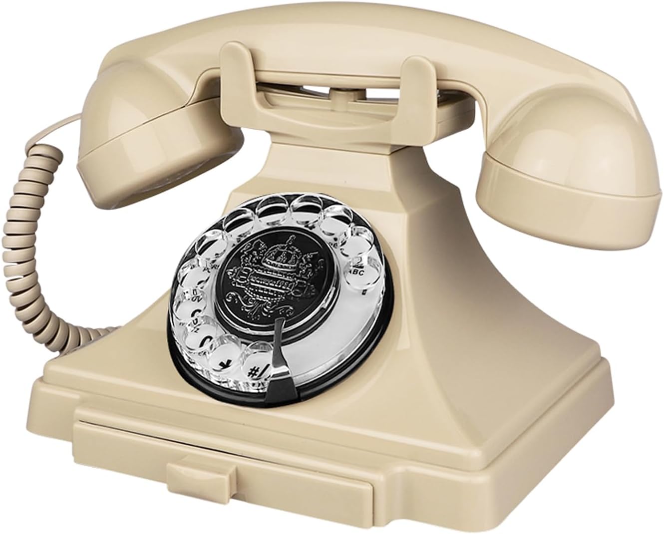 Retro landline phone, vintage antique corded phone, 1930s rotating dial ...