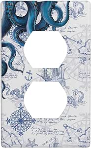 LWDZLHD Nautical Light Switch Cover Decorative Octopus Outlet Covers ...