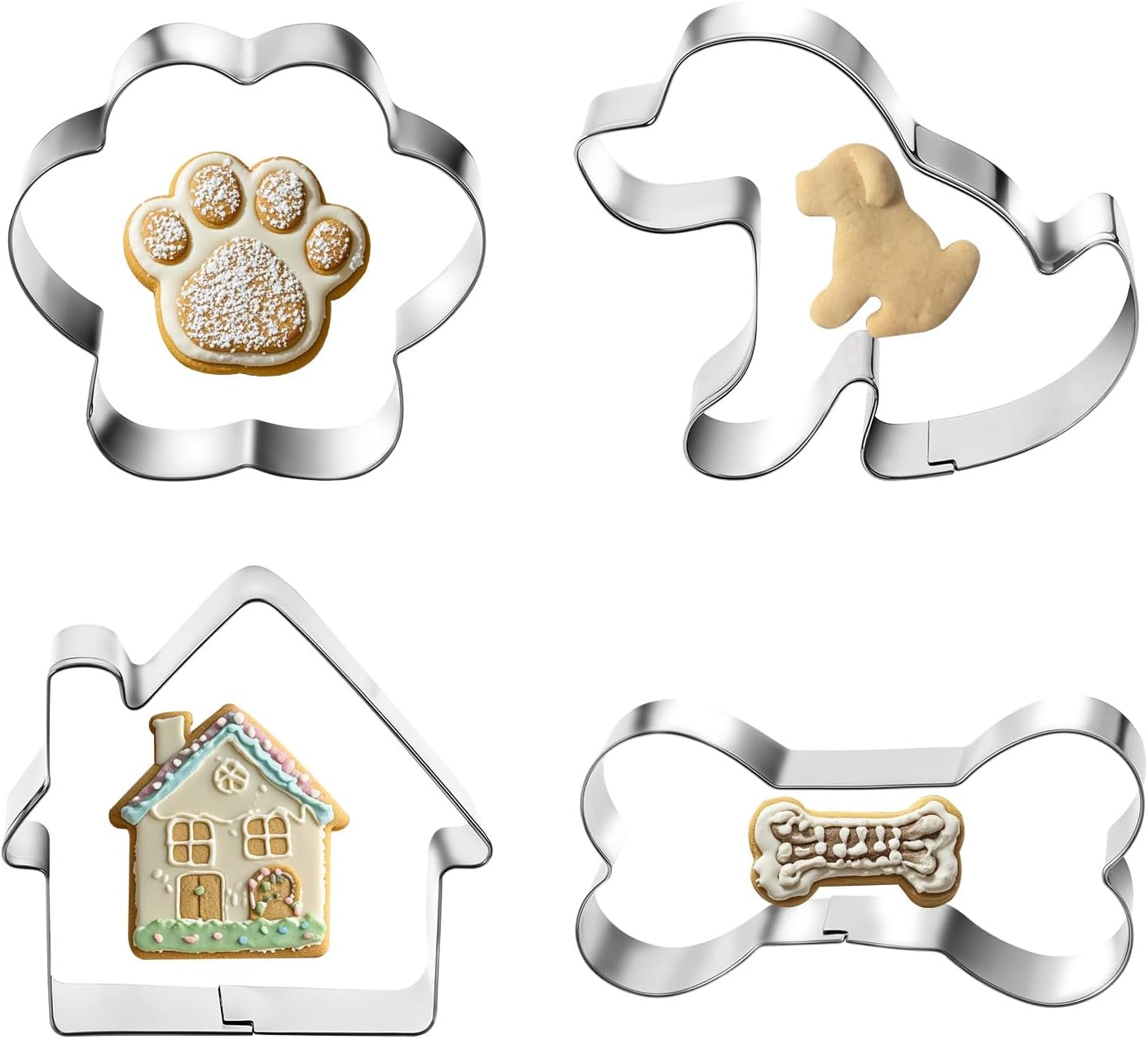 Amazon.com: JIYIN 4 Pcs Dog Bone Cookie Cutter Set, Stainless Footprint ...