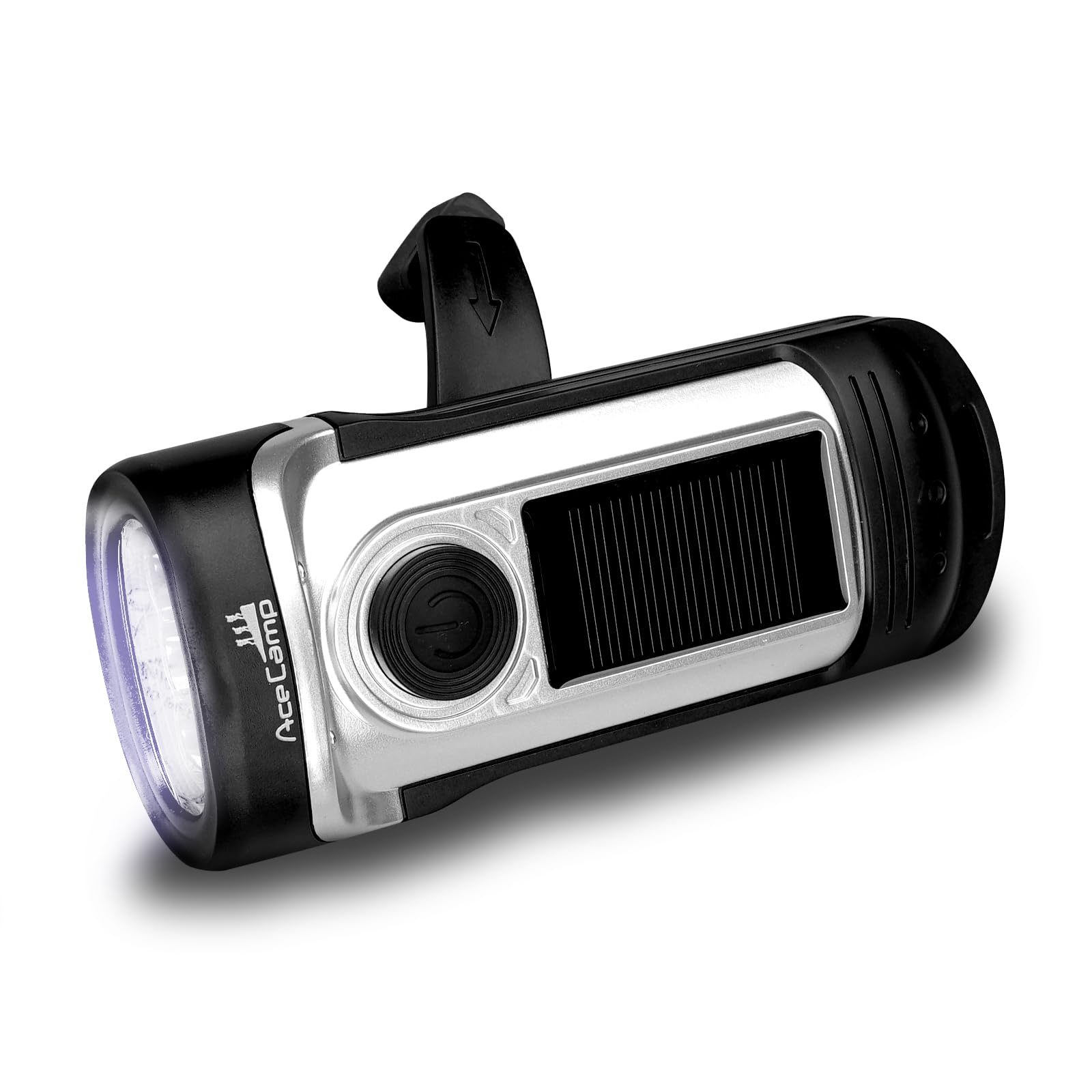 Snapklik.com : AceCamp Flashlight Hand Crank Solar Powered