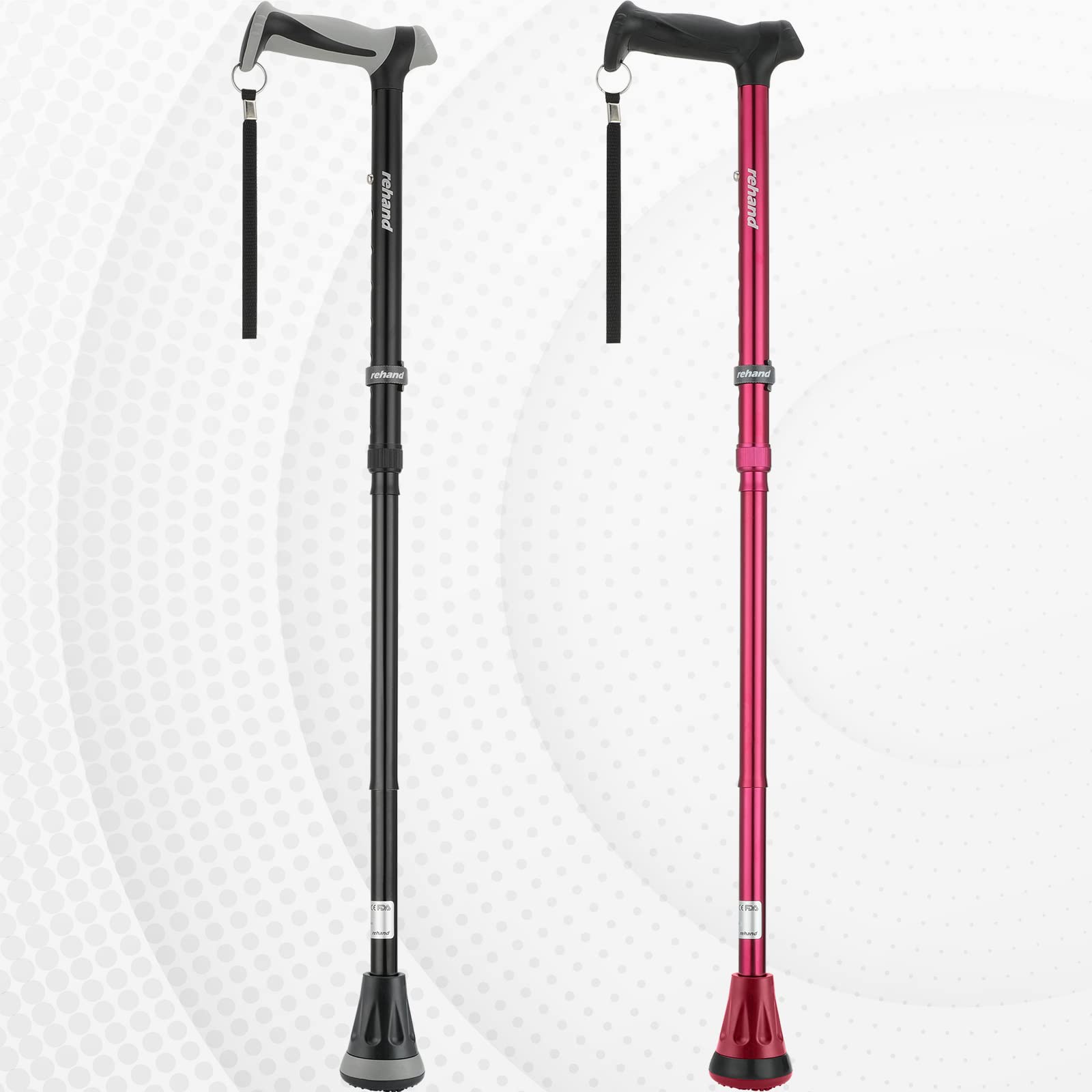 Amazon.com: Rehand All Terrain Walking Cane Double Pack(Black & Red ...