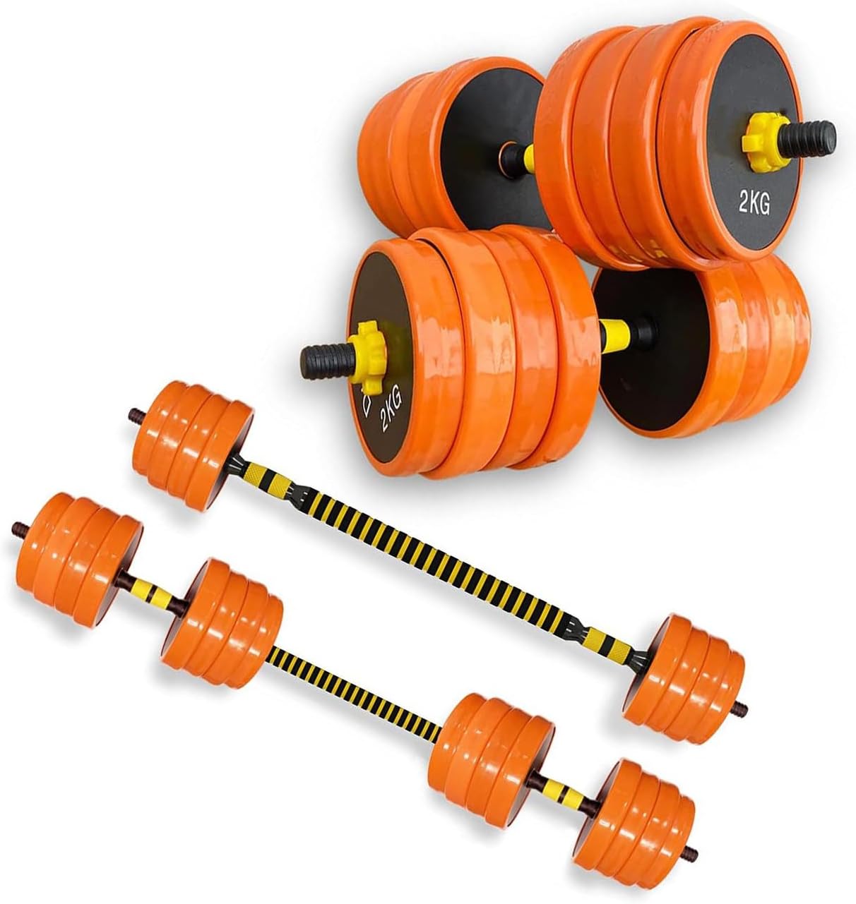 Amazon.co.jp: Dumbbell Variable Barbell Shaft Home Set of 2 Orange ...