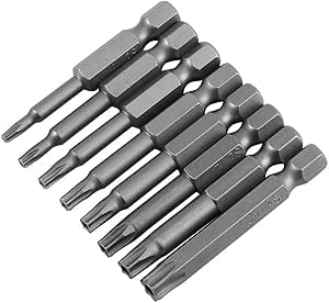 5 Point Tamper Proof Torx Star Screwdriver Bit 8 Pcs 1 4 Hex Shank T8 T40 50Mm Long Steel ...