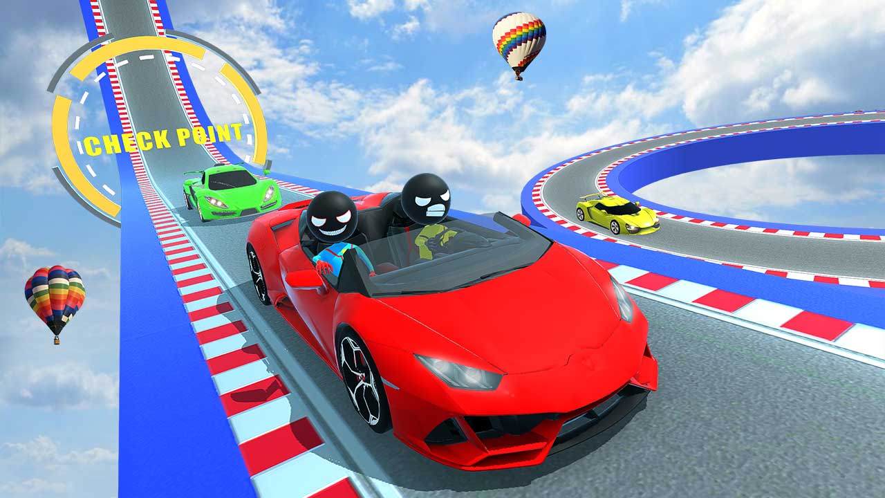 Stickman Extreme Car Stunt Games 3D, Impossible Mega Ramp Car Racing ...