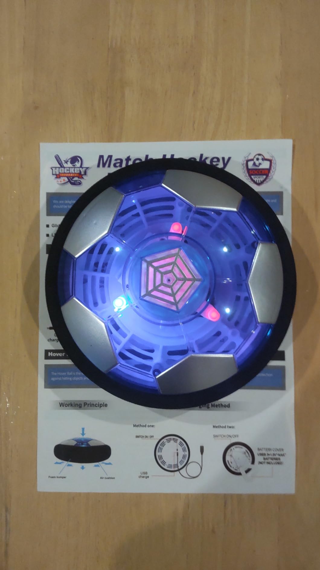 Amazon.co.jp: EagleStone おもちゃ ホバーサッカー ホバーホッケー エアーサッカー ボウリング 4in1遊び方 ゴール2個付き 浮力 サッカーボール 充電 LED付き ...