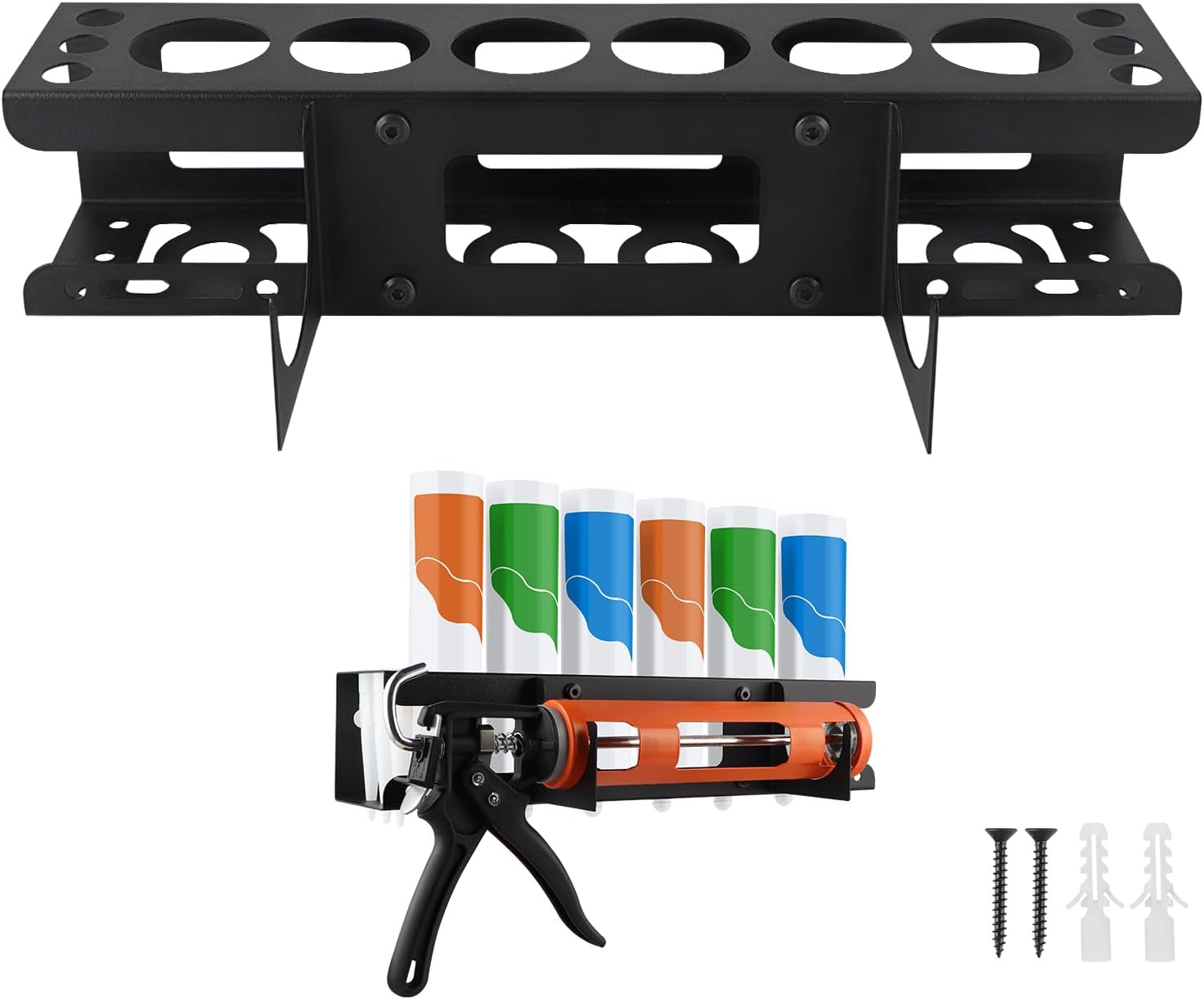 Fardtry Caulking Gun Holder, Metal Caulk Tube Storage Rack, Wall Mount ...
