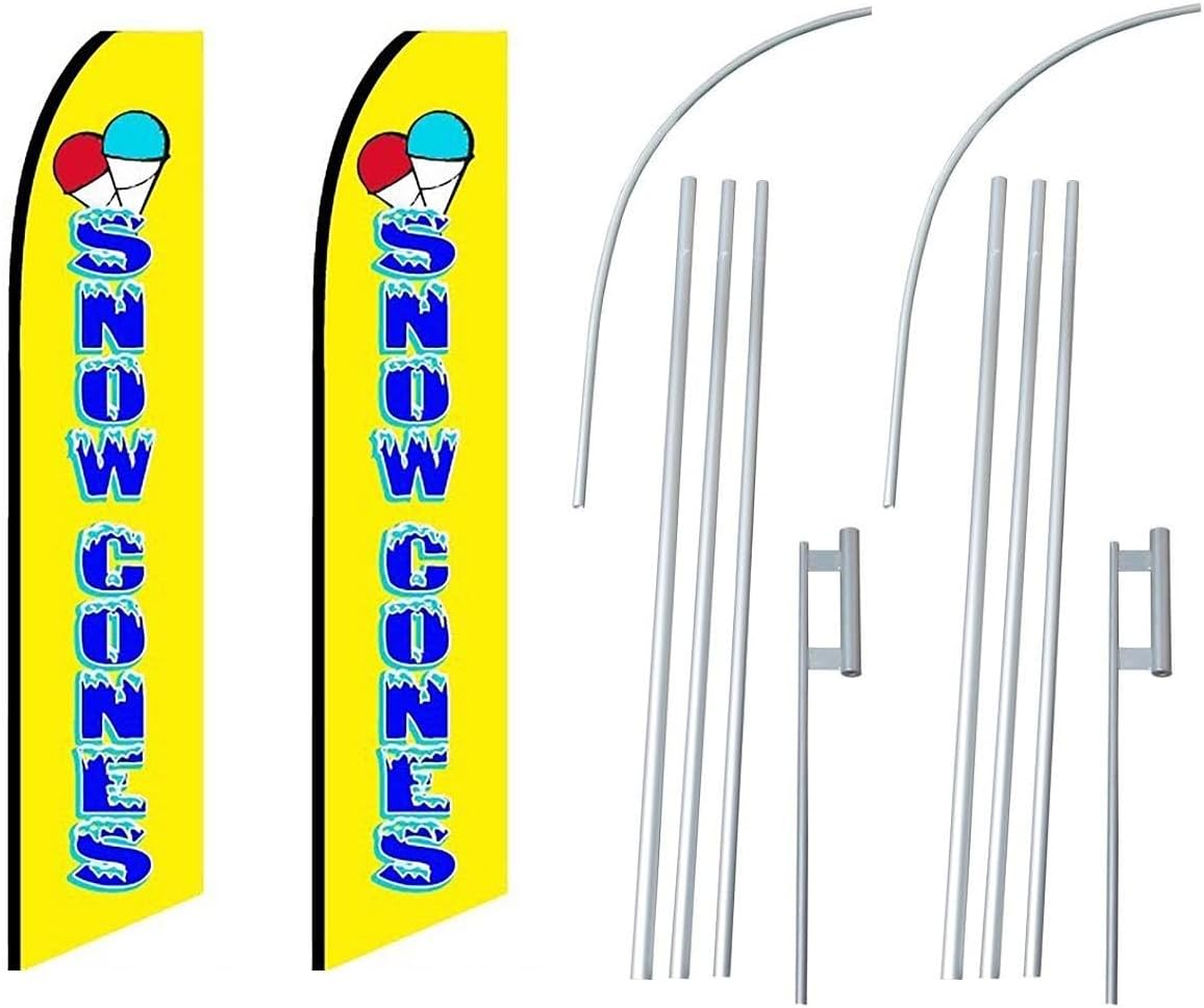 Amazon.com : Snow Cones Yellow Feather Flag | 3ft W x 11.5ft H ...