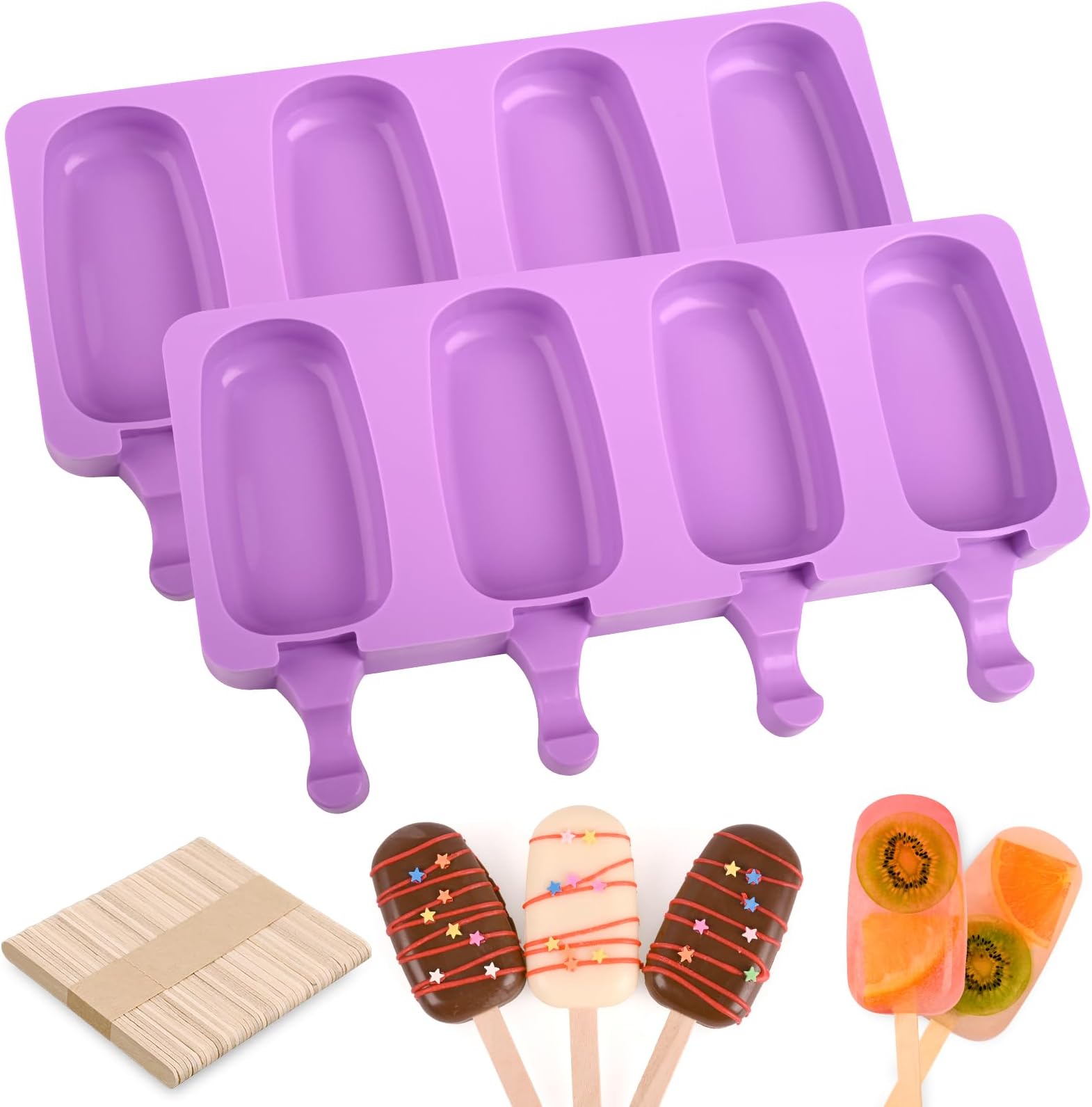 Amazon.com: WMKGG Popsicle Silicone Molds Set, 2 PCS Ice Cream Molds ...