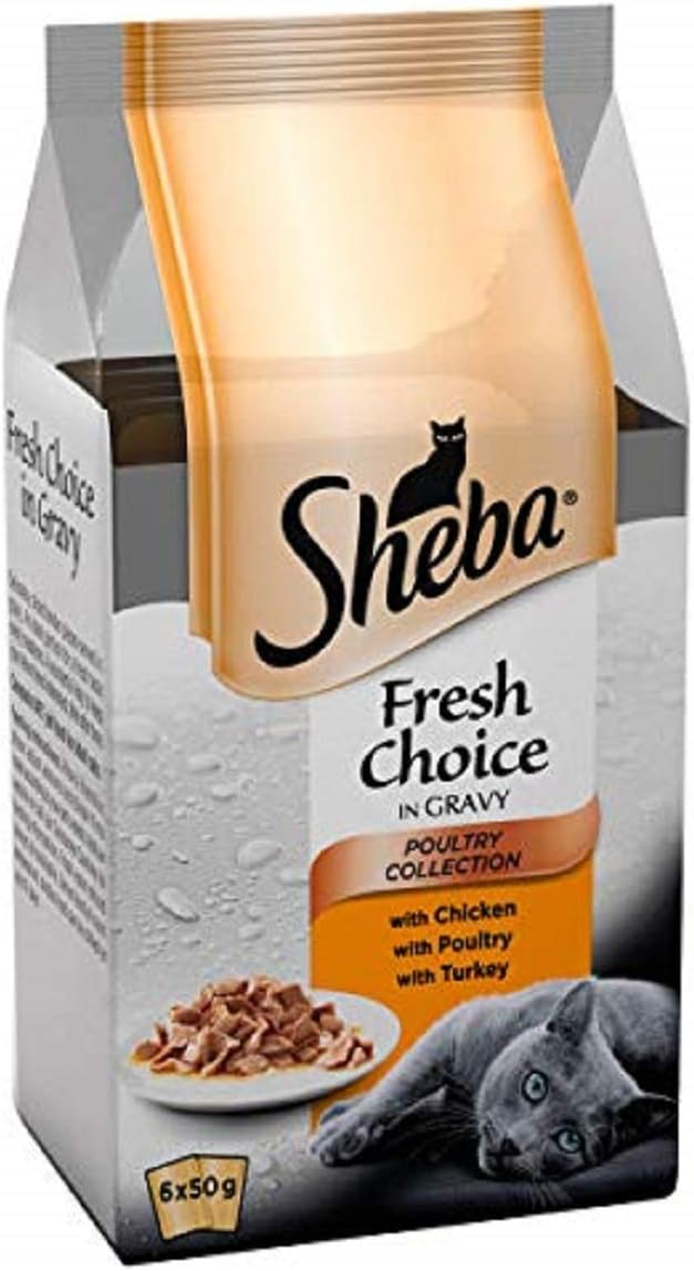 Sheba Cat Wet Food - Fresh and Fine - Cat Pouches Poultry in Gravy - 50 ...